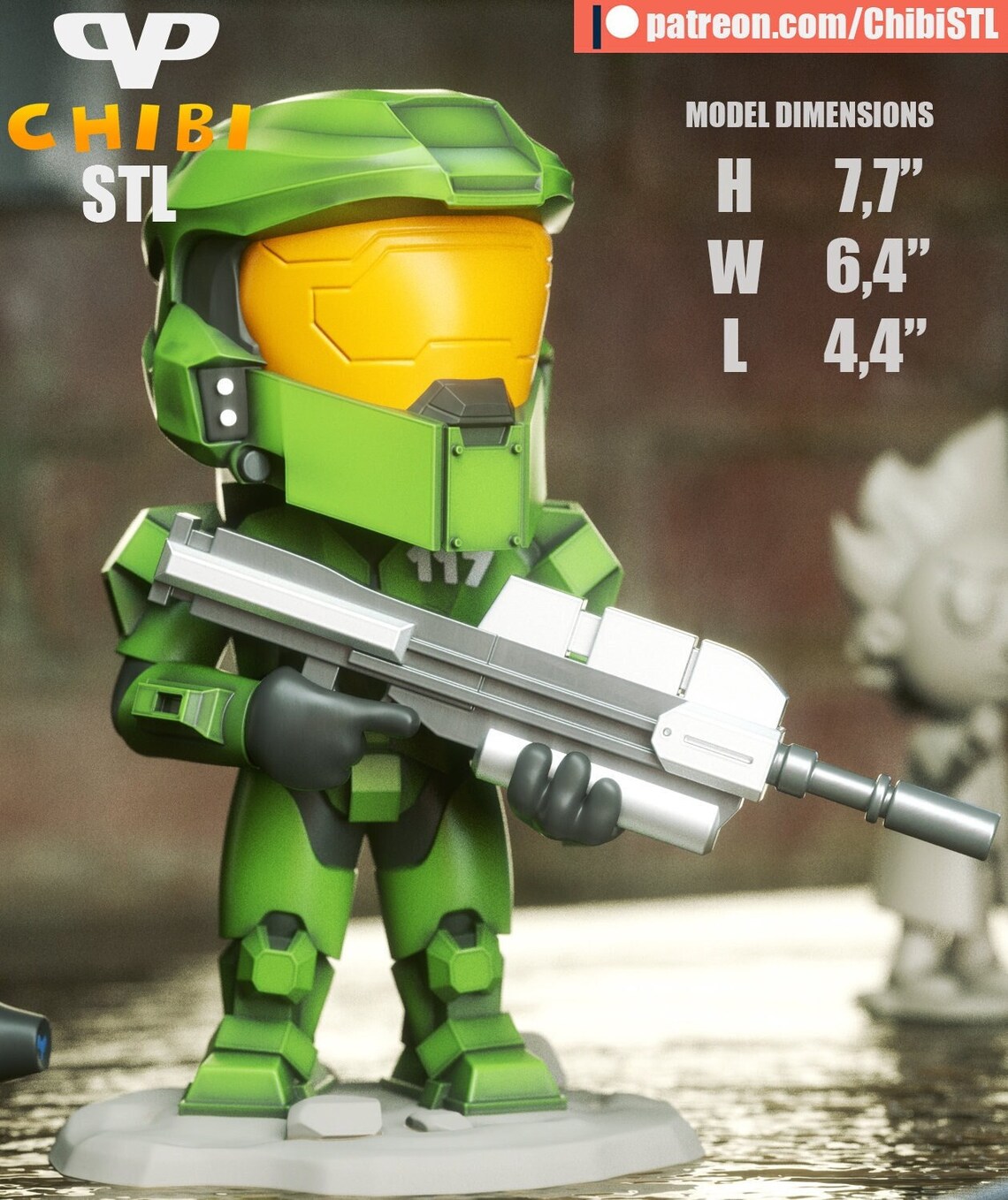 Chibi STL Master Chief Chibi / 3D Miniature for Collectors, Showcase ...