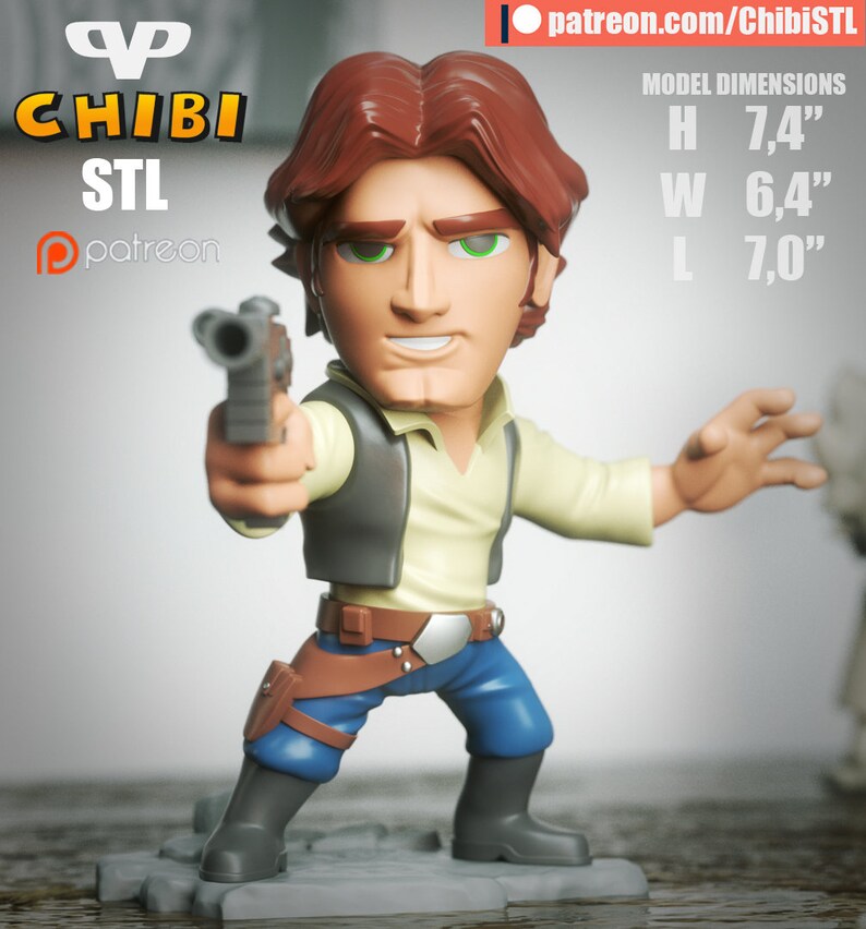 Chibi STL Han Solo Chibi / 3D Miniature for Collectors, Display Cases ...