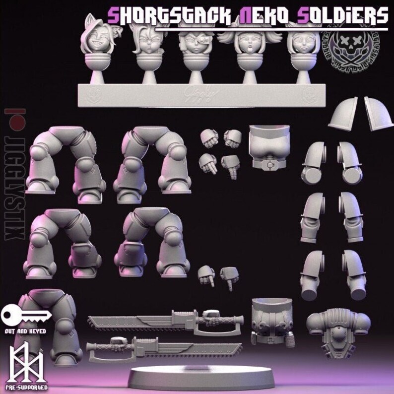 Jigglystix Shortstack Neko Space Soldiers / 3D Miniatures for Wargaming ...