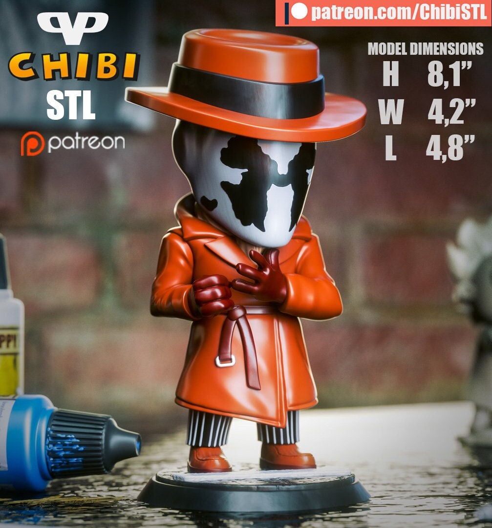 Chibi STL Rorschach Chibi / 3D Miniature for Collectors, Showcases ...