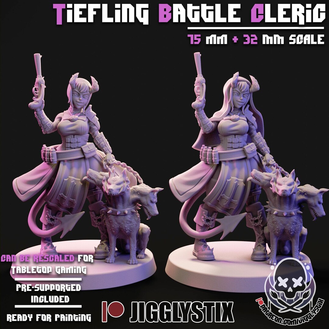 Jigglystix Tiefling Battle Cleric / 3D Miniatur Für Wargaming Und ...