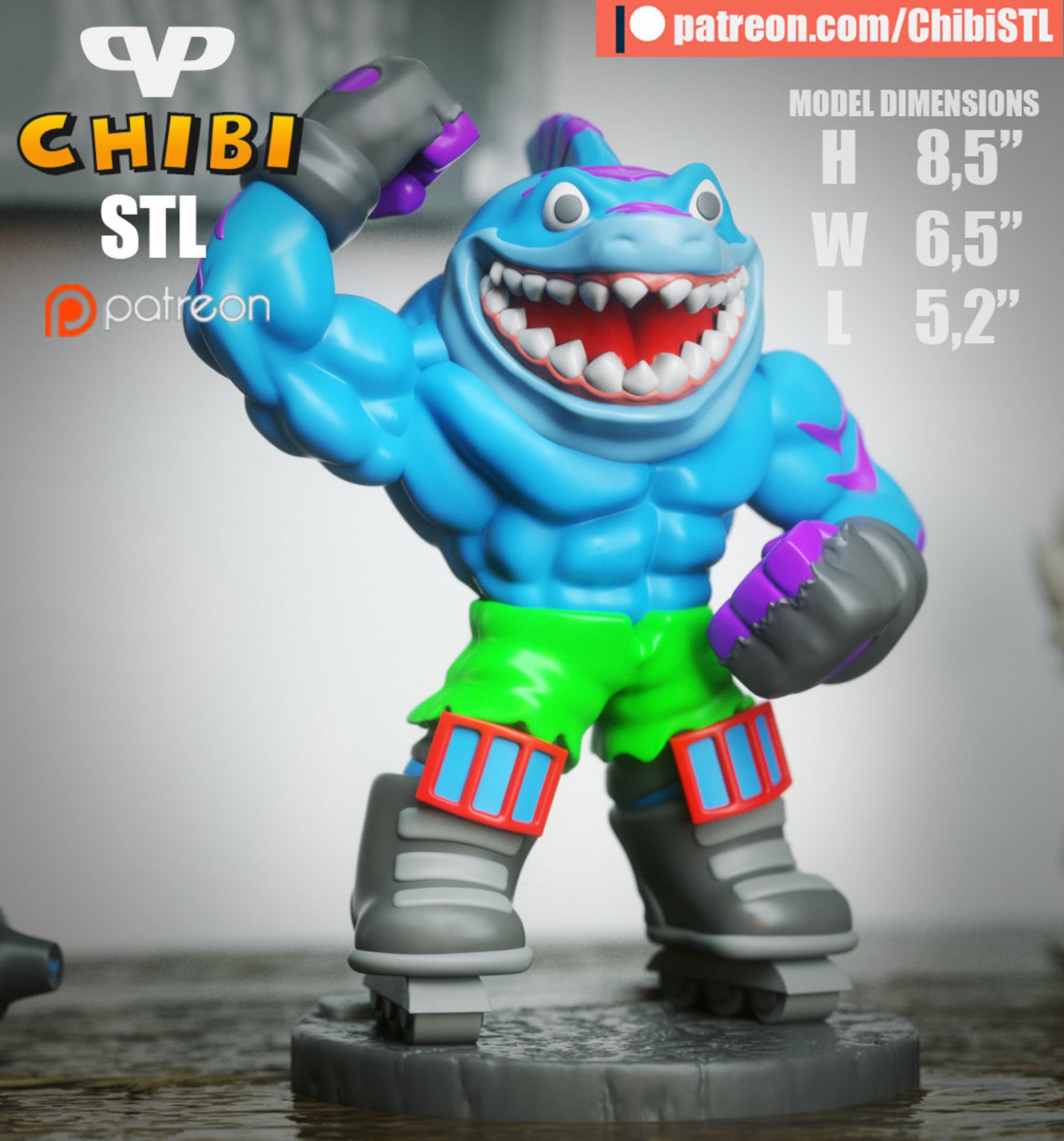 Chibi STL Street Sharks Streex Chibi / 3D Miniature for Collectors ...