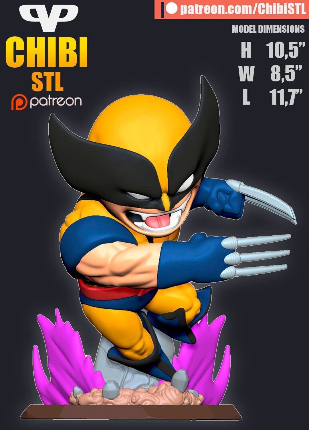 Chibi STL Wolverine Chibi / 3D Miniature for Collectors, Display Cases ...
