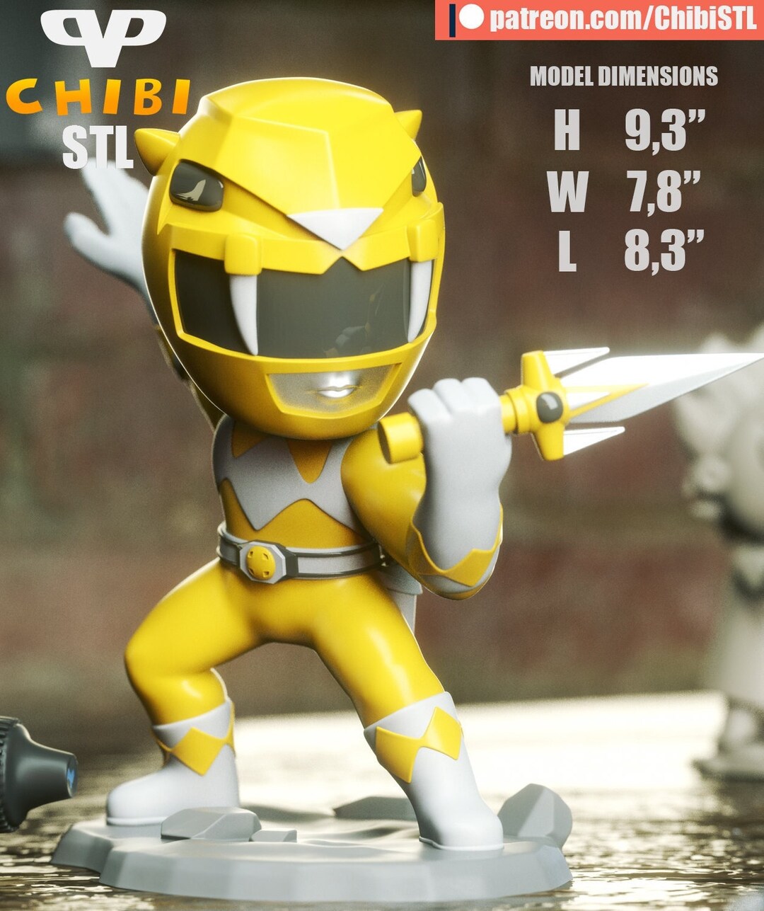 Chibi STL Yellow Ranger Chibi / 3D Miniature for Collectors, Display ...