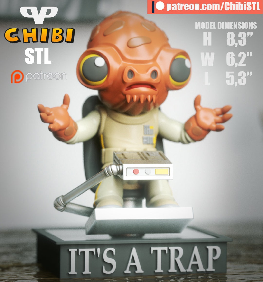 Chibi STL Admiral Ackbar Chibi / 3D Miniature for Collectors, Display ...