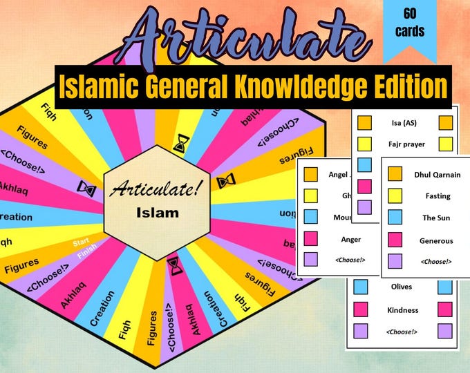 Islamic Trivia Questionnaire Game Printable Cards Islamic General ...