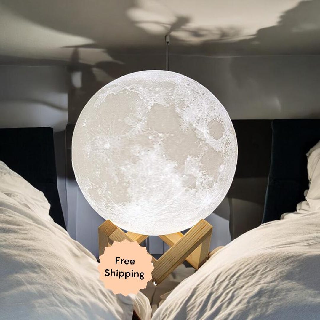 Moon Lamp – NASA Surface Scans Printed Lunar Light | White LED USB ...