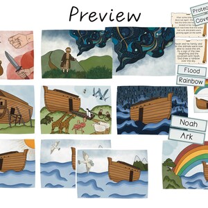 Noahs Ark Center Signs - Bible Lesson Text and Poster Cards "the Flood ...