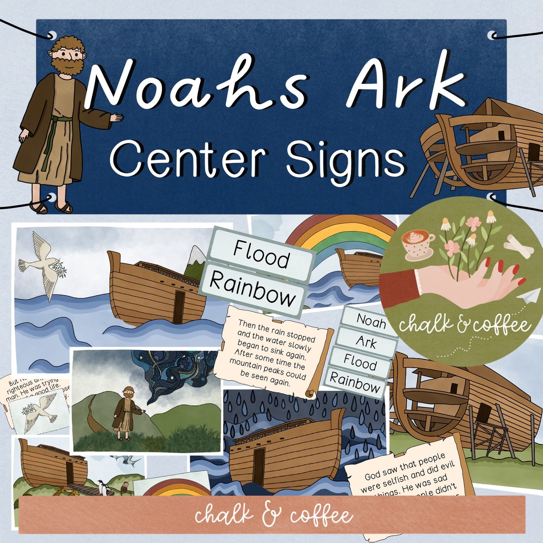 Noahs Ark Center Signs - Bible Lesson Text and Poster Cards "the Flood ...