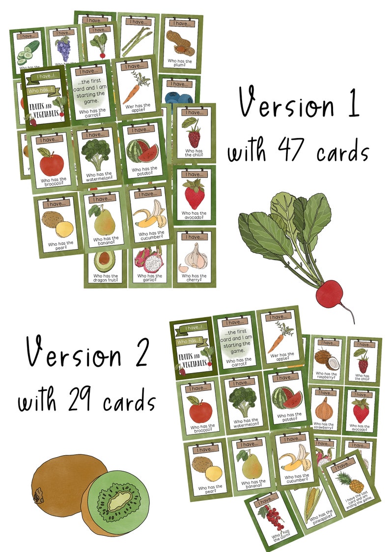 Fruits and Vegetables „I Have..! Who Has.?“ – Educational Game for ...