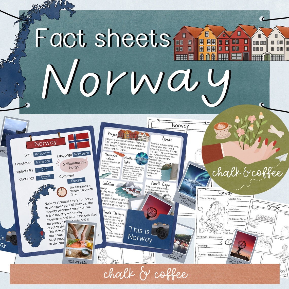 Norway Fact Sheets Europe - Around the World Geography Travel Worksheet ...