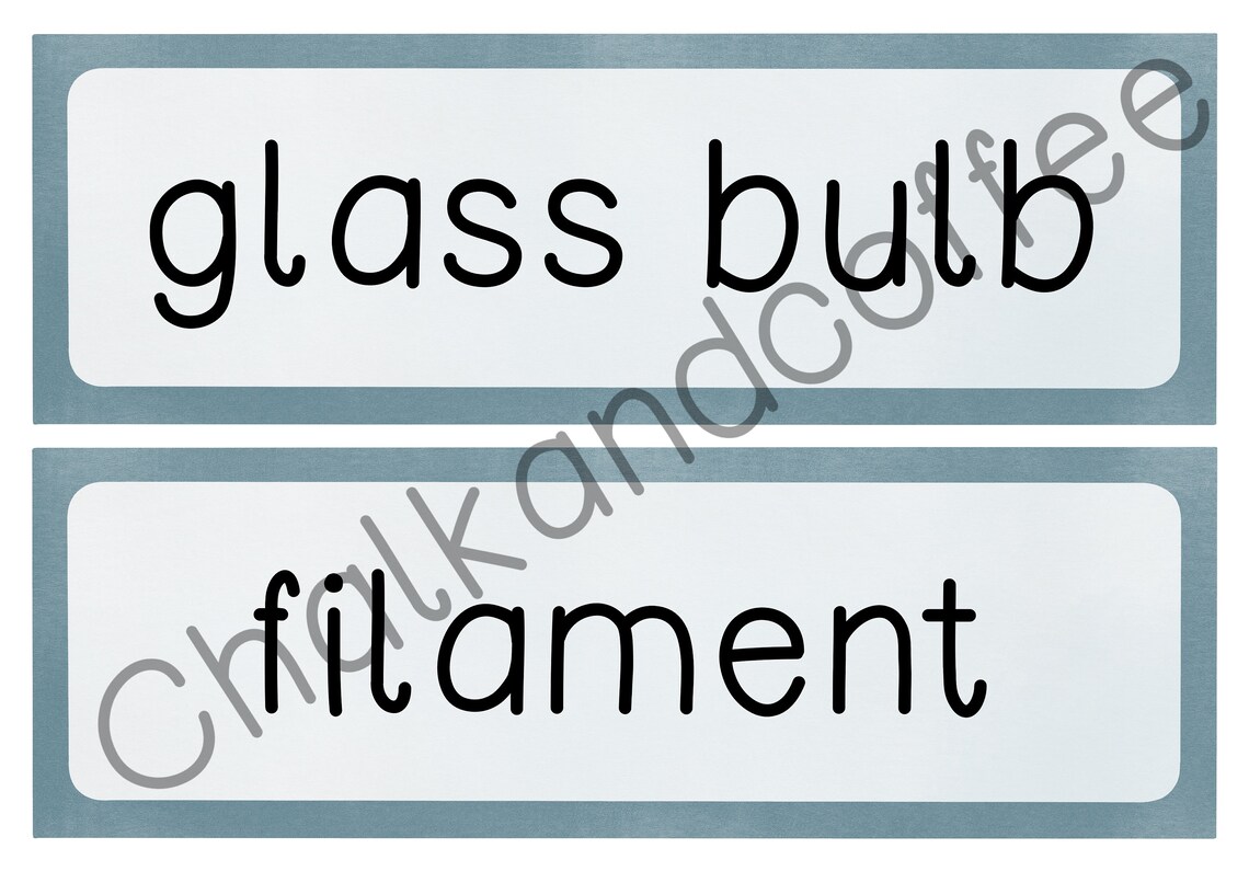 Parts of the Lightbulb Center Signs - Electricity Study Flash Cards ...