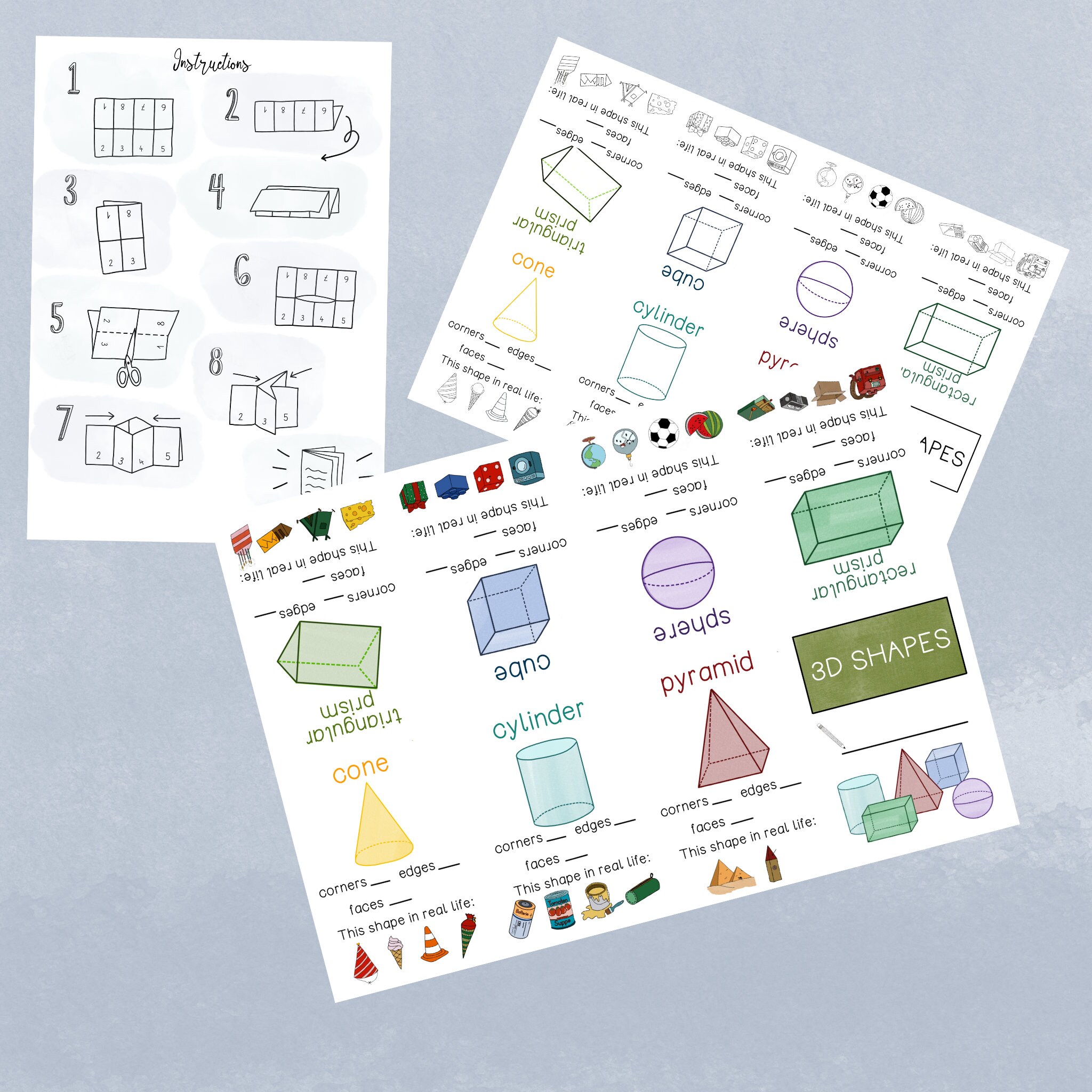 3D Shapes Buddy Book WITHOUT GLUE - Folded Booklet Shapes - Shapes ...