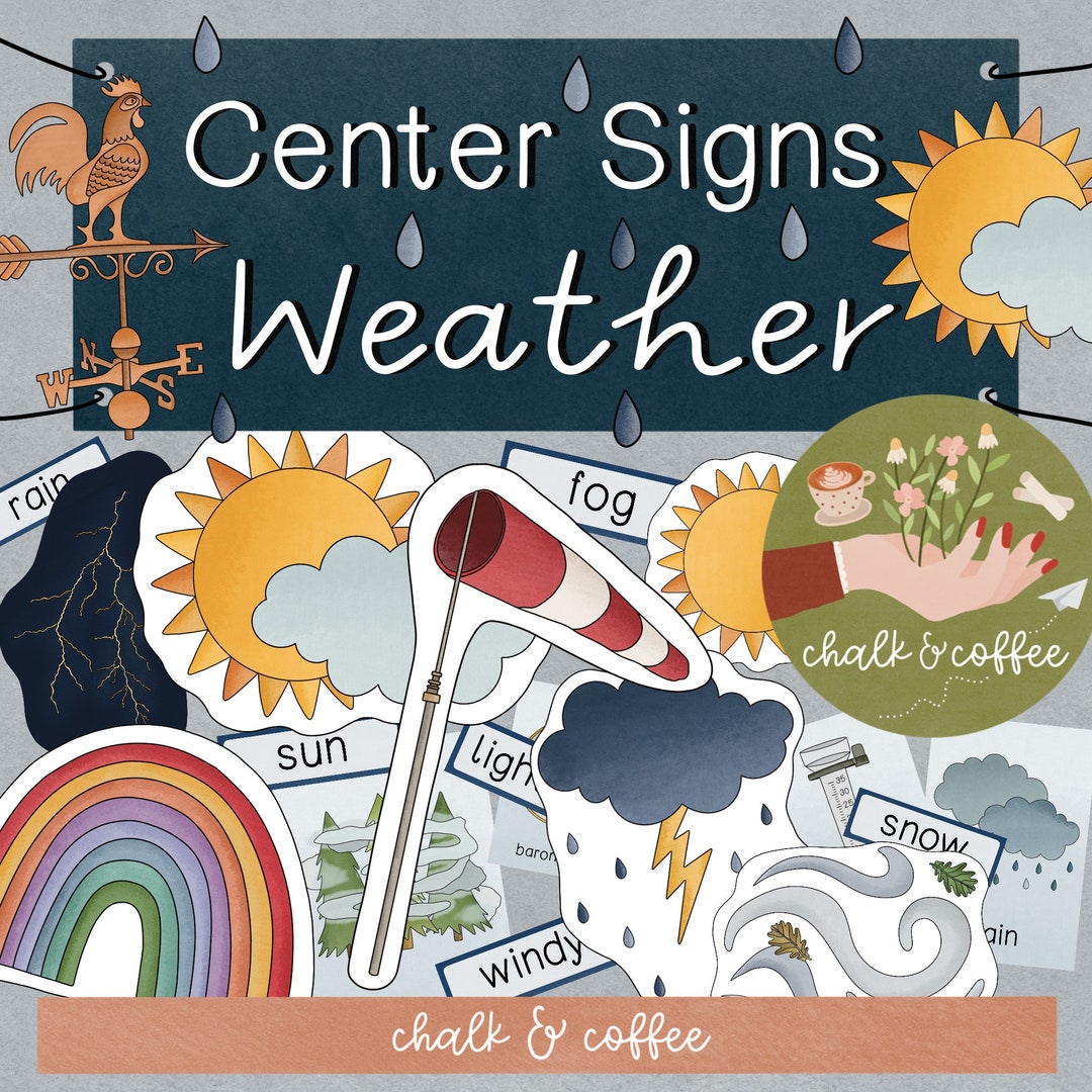 Weather Center Signs - Science Flash Cards Weather Observation ...