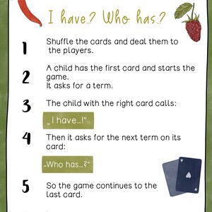 Fruits and Vegetables „I Have..! Who Has.?“ – Educational Game for ...