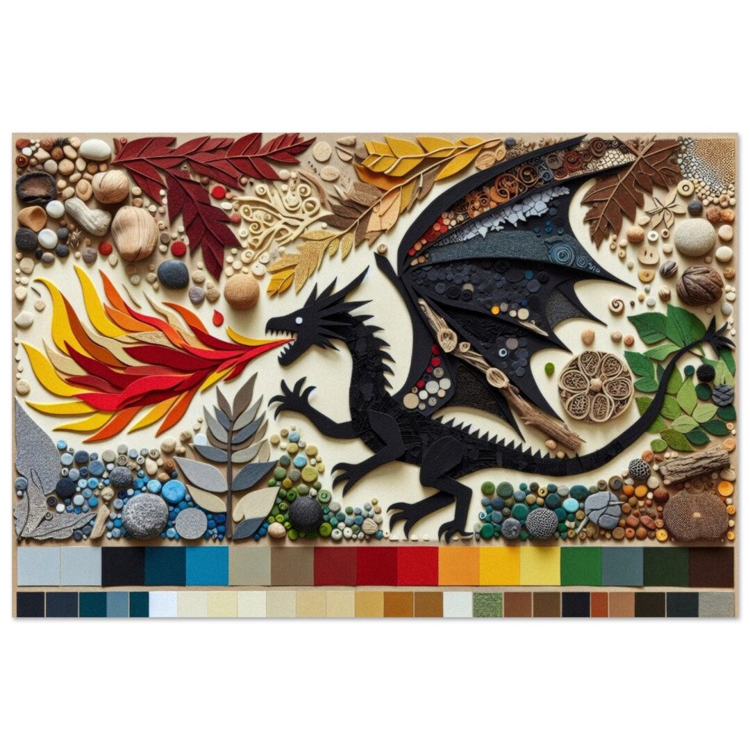 Black Dragon Spitting Fire Art Print. A Dragon's Breath 3D Illustration ...