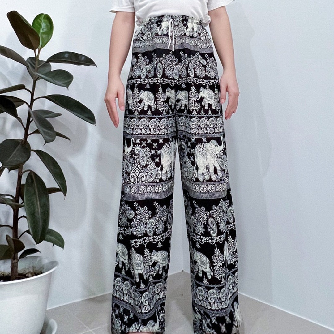 Black Elephant Pants Thai Made 2 Pockets, Open Legs, Women Can Wear ...