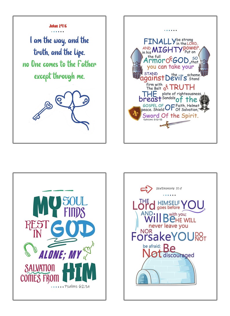 Printable Bible Verse for Kids 4 per Page - Etsy