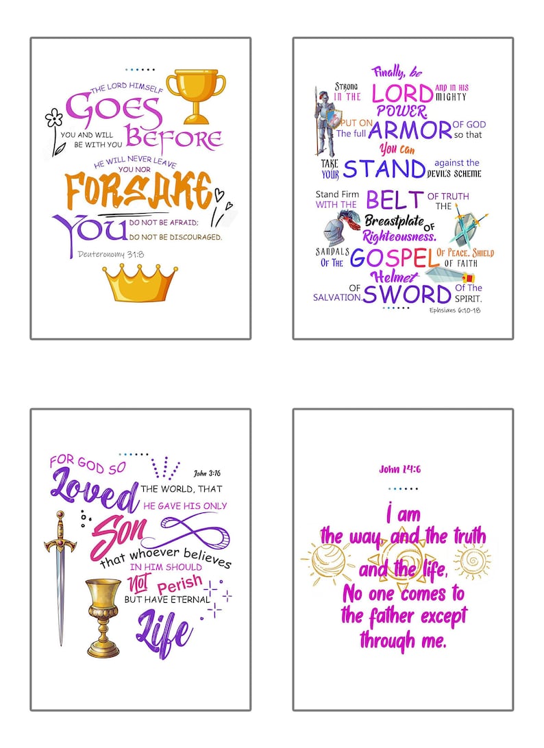 Printable Bible Verse for Kids (4 per Page) - Etsy