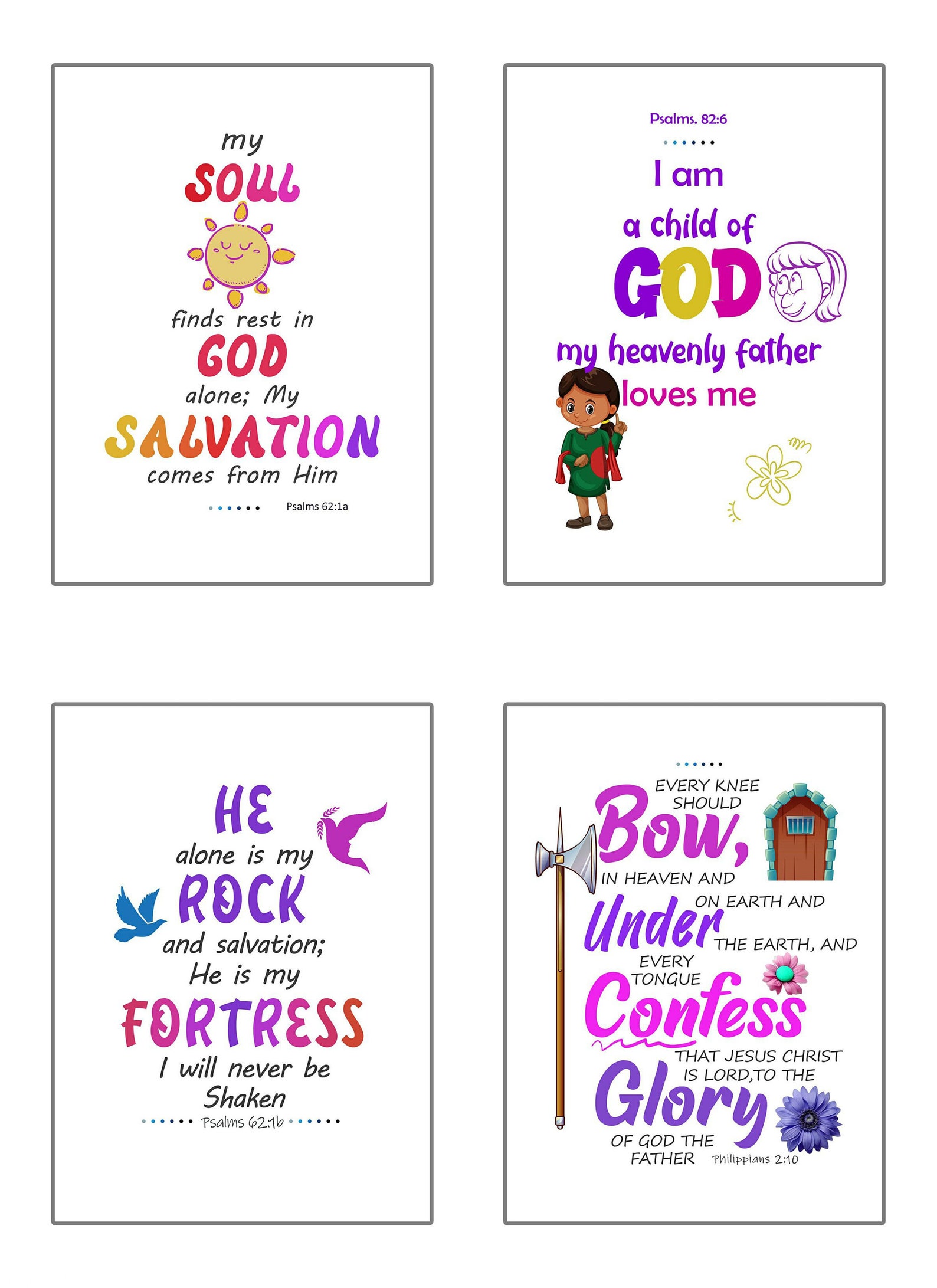 Printable Bible Verse for Kids 4 per Page - Etsy