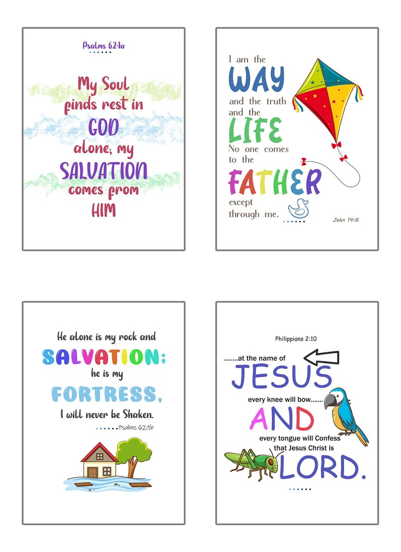 Printable Bible Verse for Kids (4 per Page) - Etsy