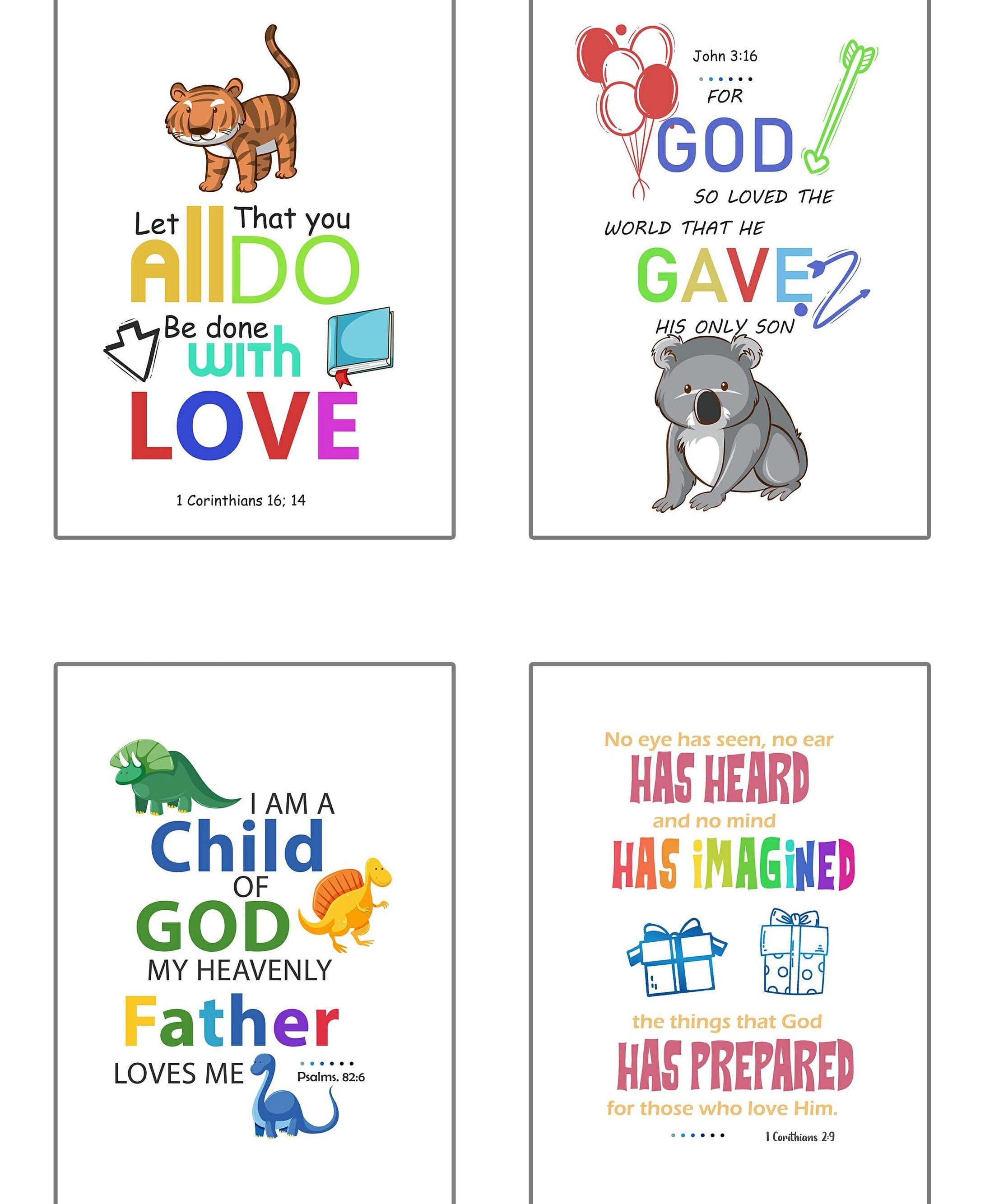 Printable Bible Verse for Kids (4 per Page) - Etsy