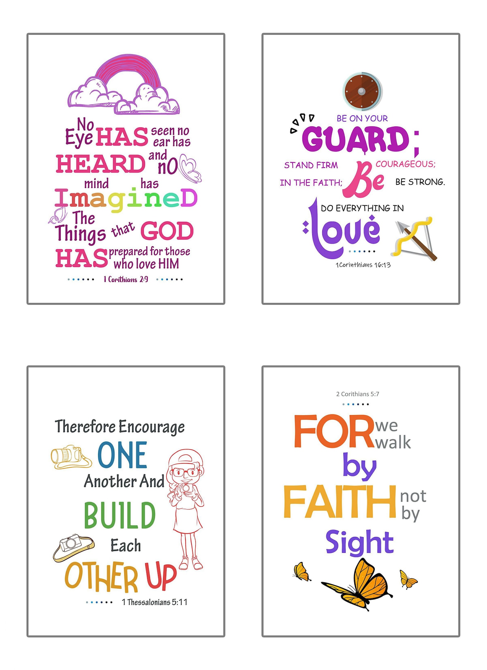 Printable Bible Verse for Kids 4 per Page - Etsy