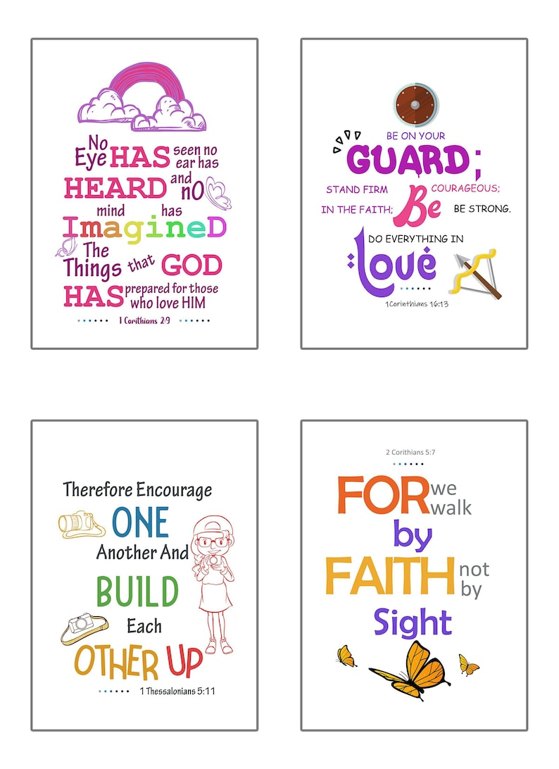 Printable Bible Verse for Kids 4 per Page - Etsy