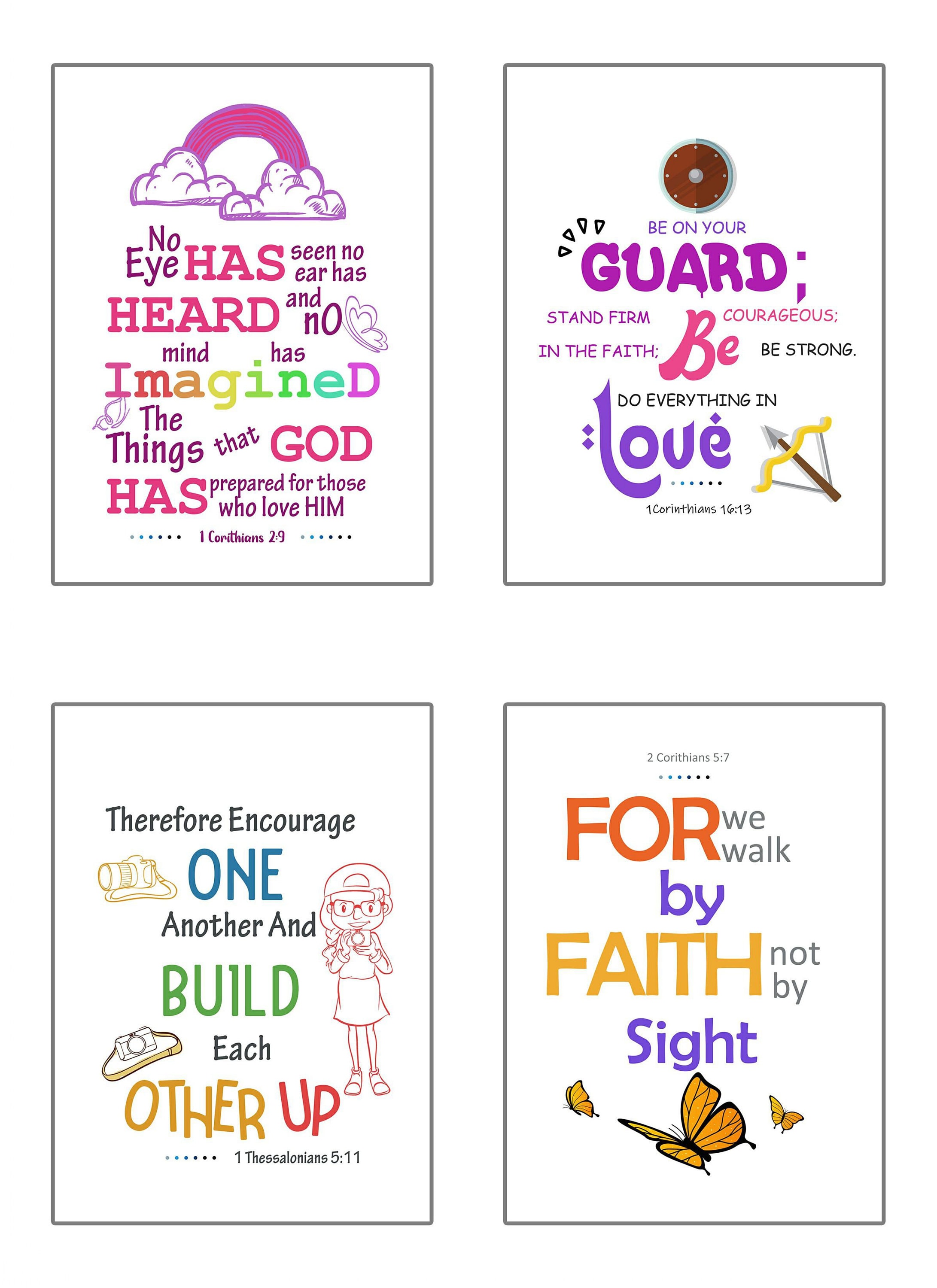 Printable Bible Verse for Kids 4 per Page - Etsy