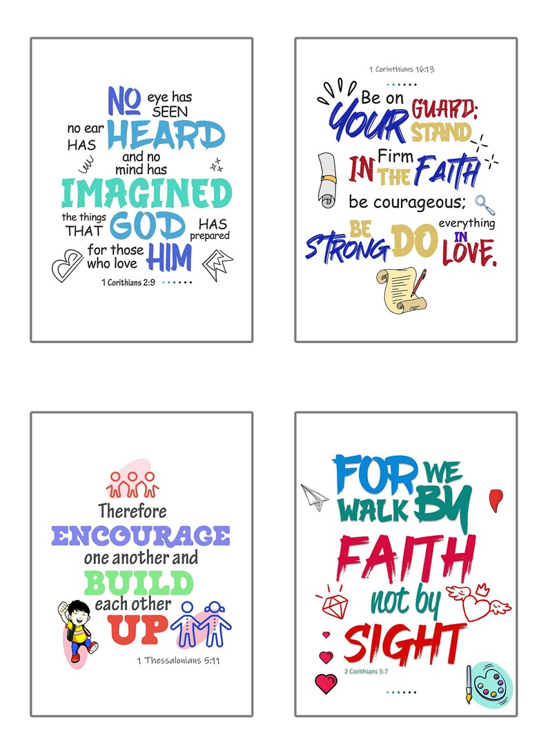 Printable Bible Verse for Kids 4 per Page - Etsy