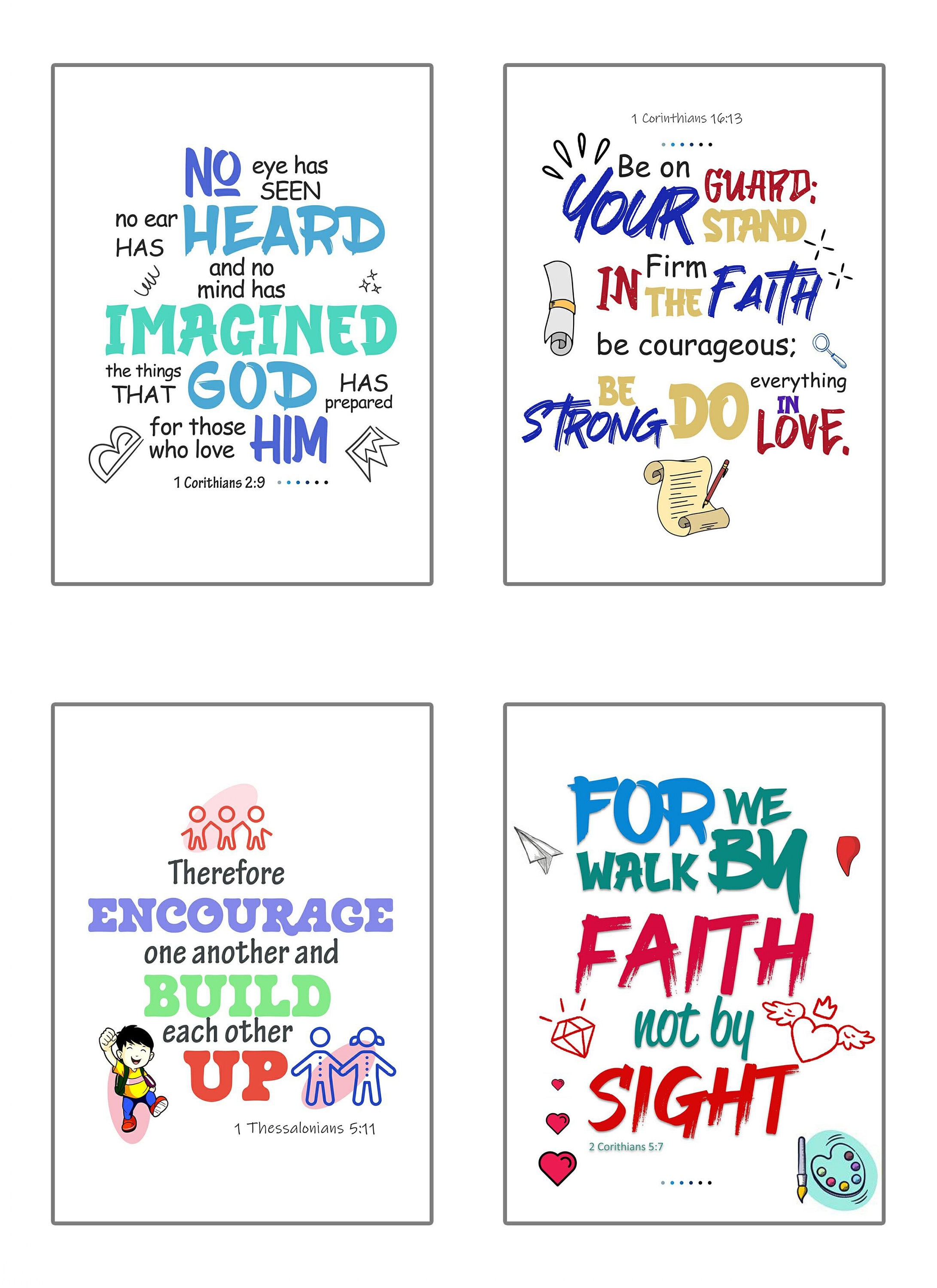 Printable Bible Verse for Kids 4 per Page - Etsy