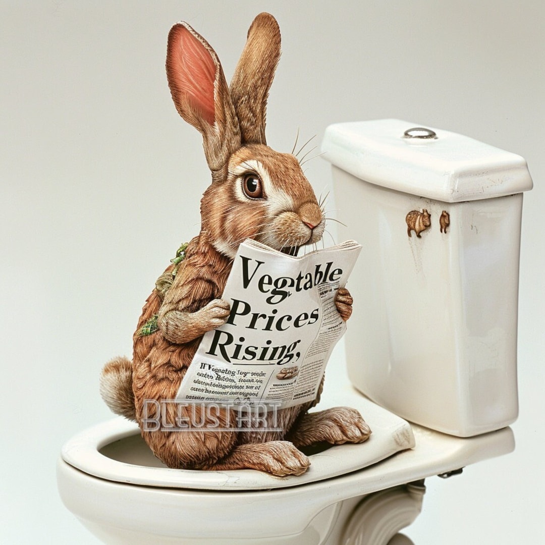 Vegetable News on the Throne: Funny Bunny, Surprise and Humor - Etsy