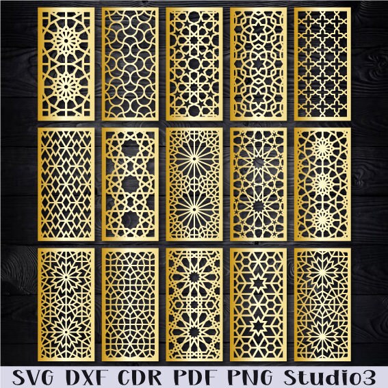 15 Arabic Laser Cut Panels, Islamic Geometric Patterns, Window Grills ...