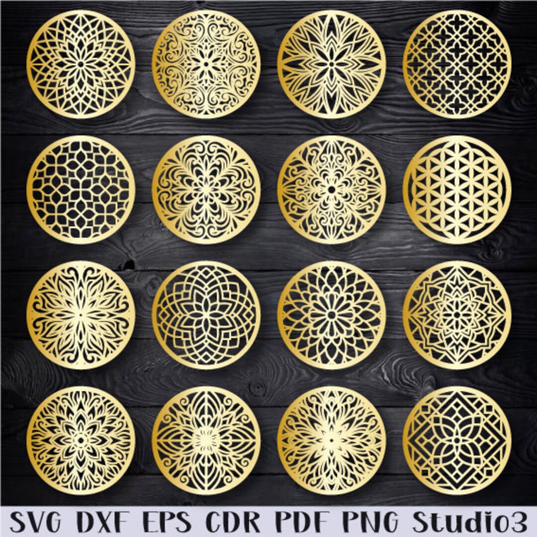 16 Coasters Laser Cut Cricut Cameo, Patterned Cutout Coasters Set, Wood ...