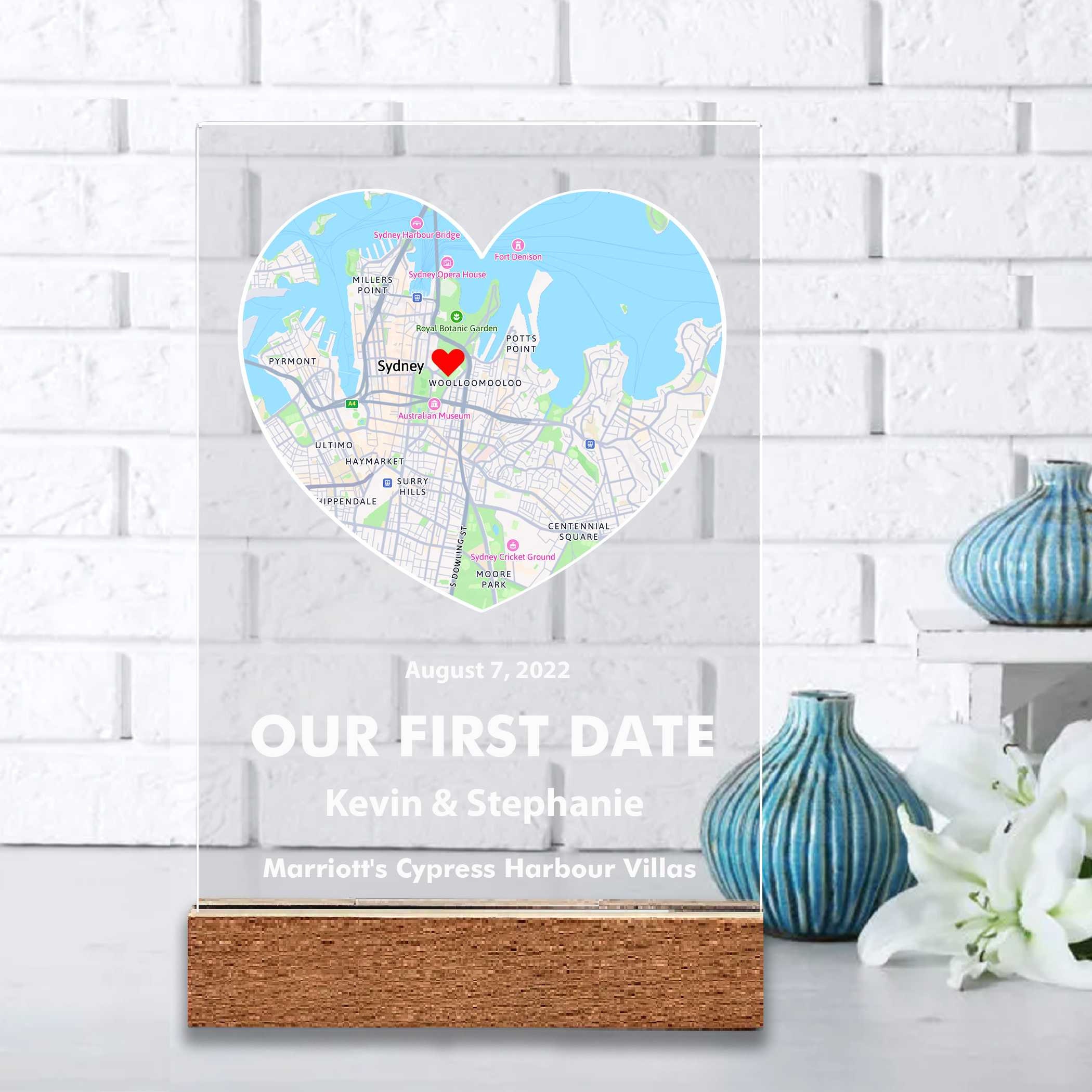 First Date Map, Where We Met Map, Map Our First Date Personalized ...