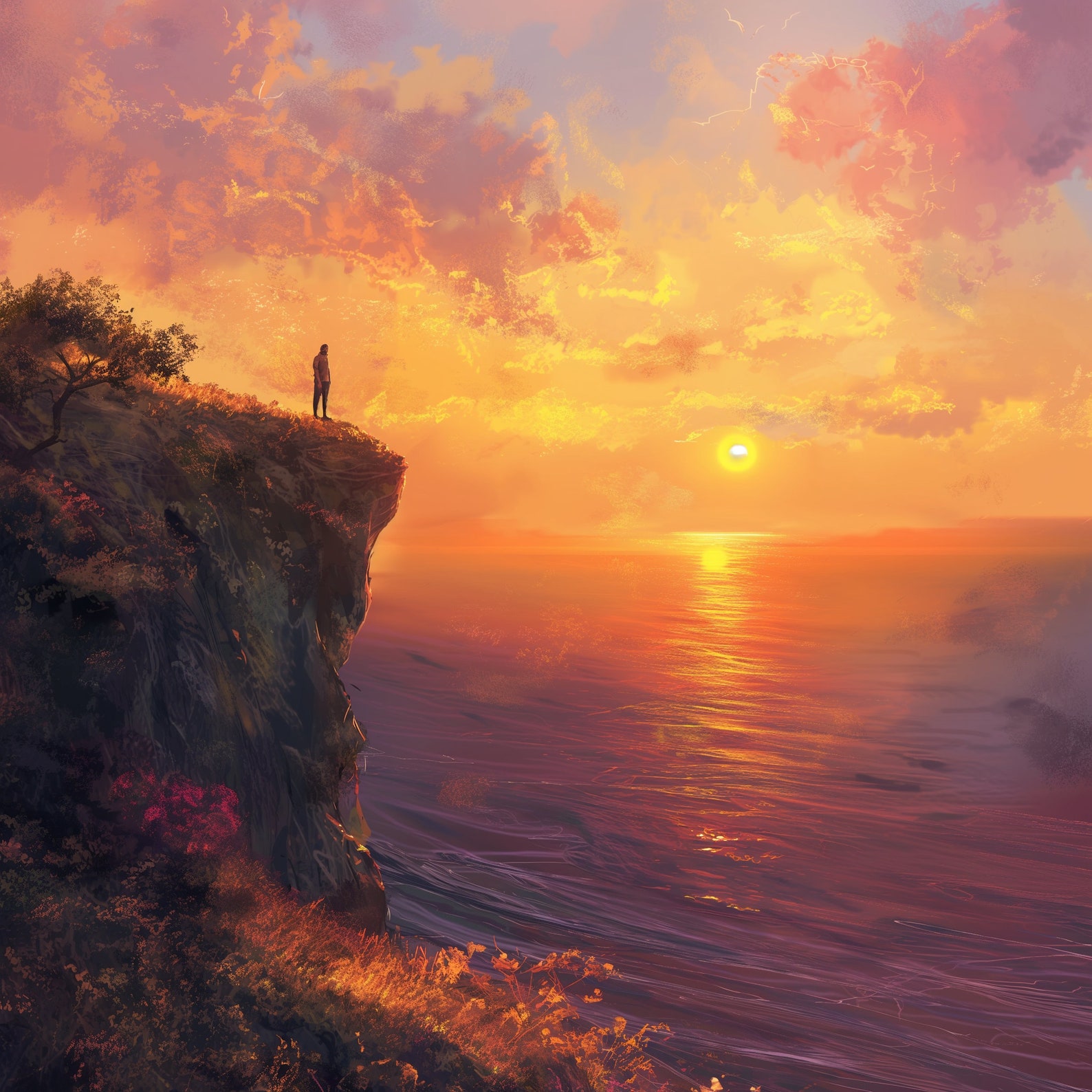 Cliffside Sunset - Etsy