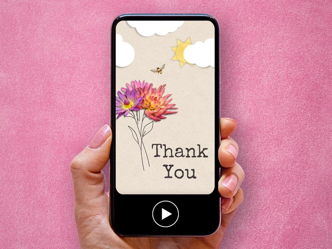 Thank You Card, INSTANT Digital Download, Animated Video, Mobile E-card ...