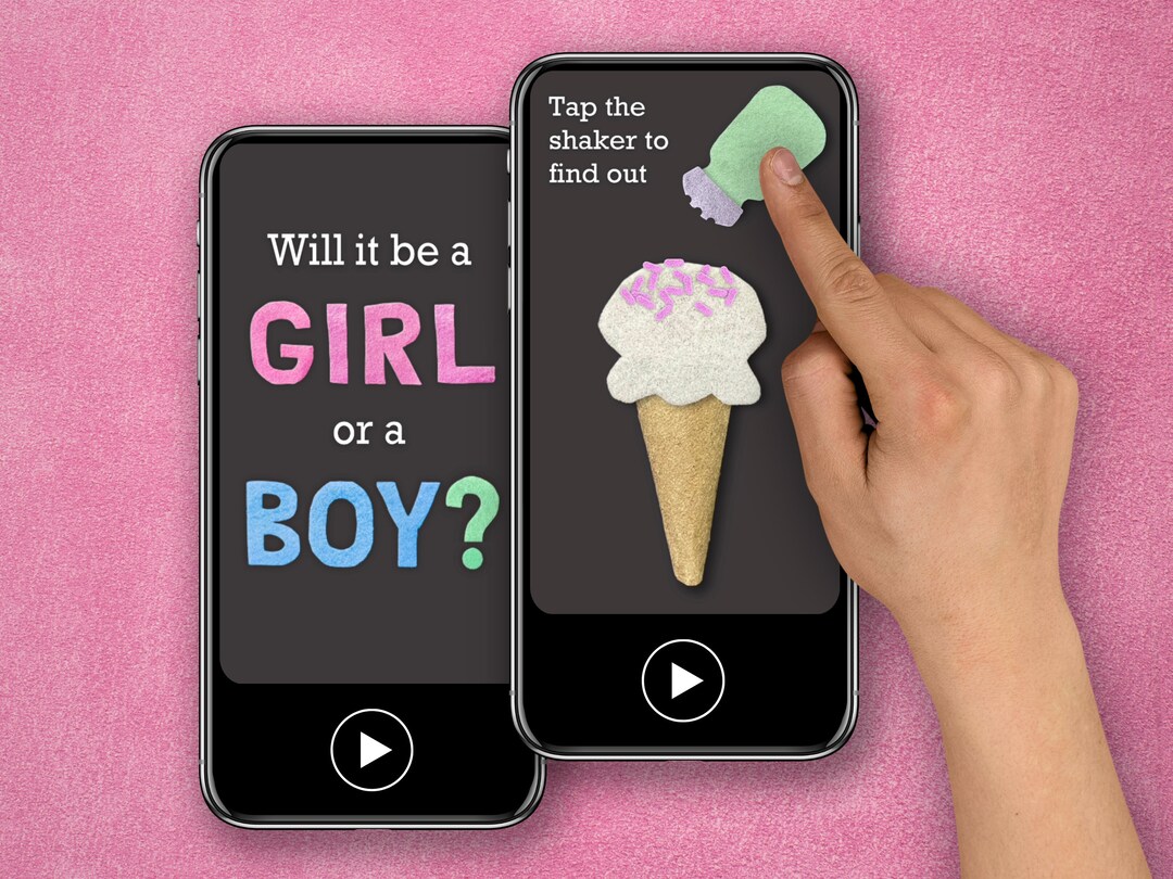 INTERACTIVE Gender Reveal Girl, Animated Video, Social Media Post, Felt ...