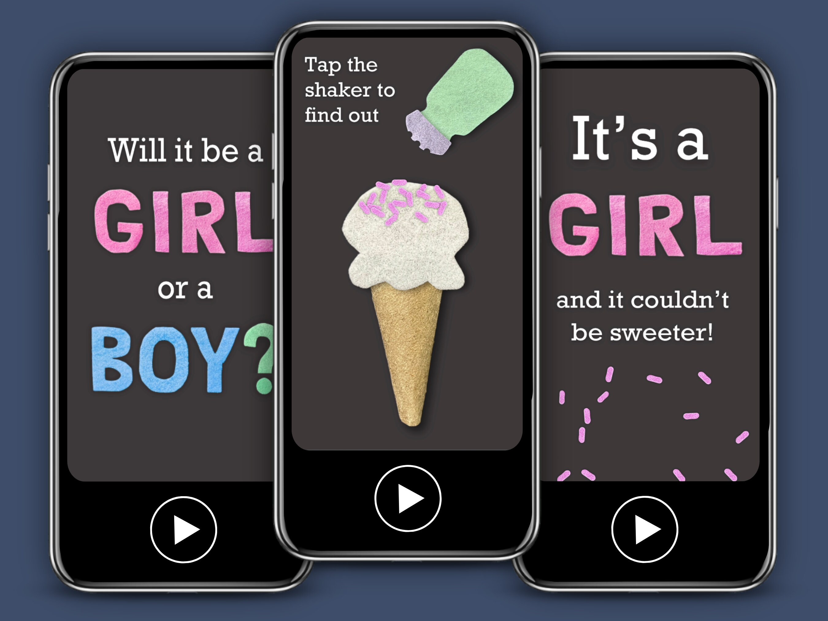 INTERACTIVE Gender Reveal Girl, Animated Video, Social Media Post, Felt ...