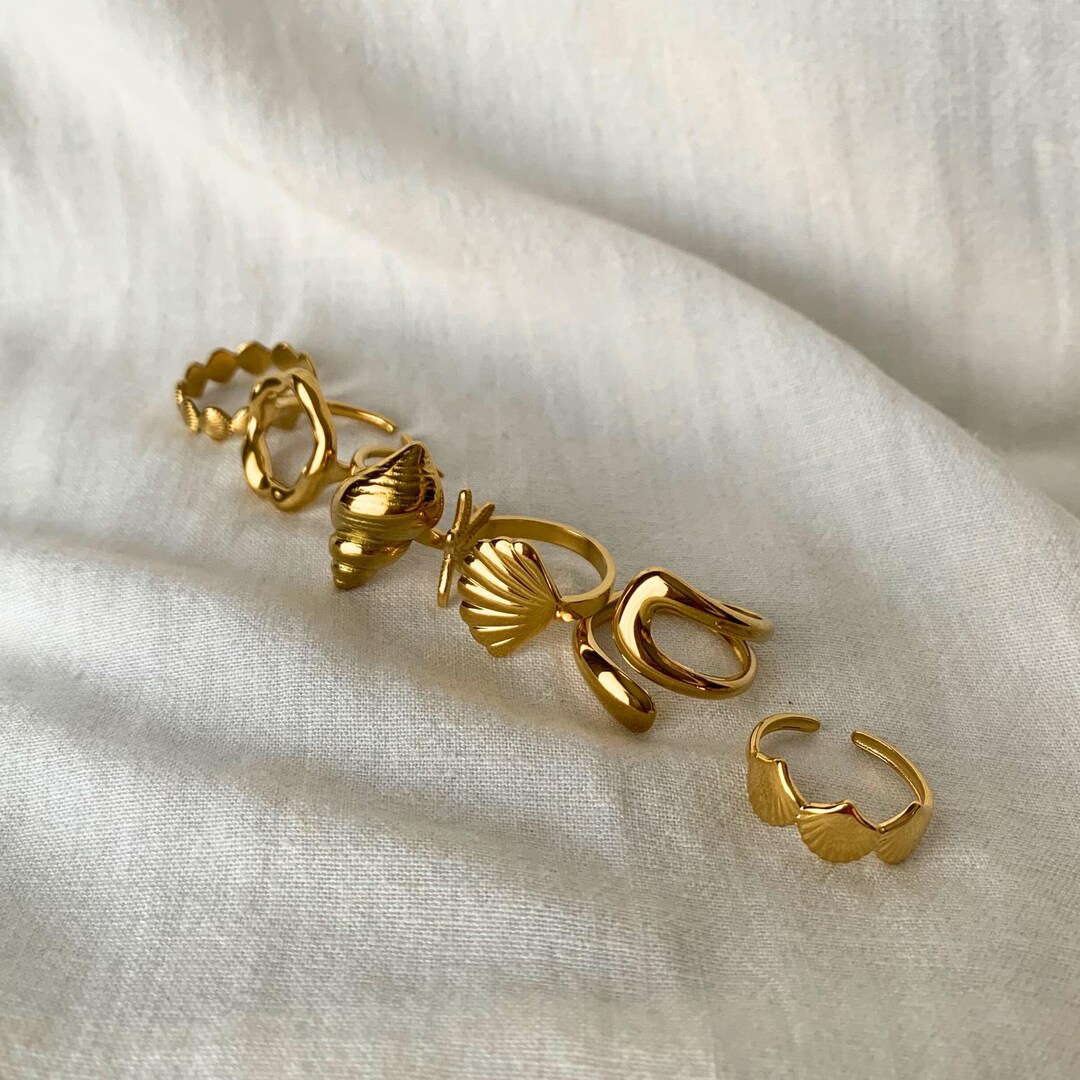 Summer Rings Waterproof Band, Irregular Rings, Thick Band, Chunky Gold ...