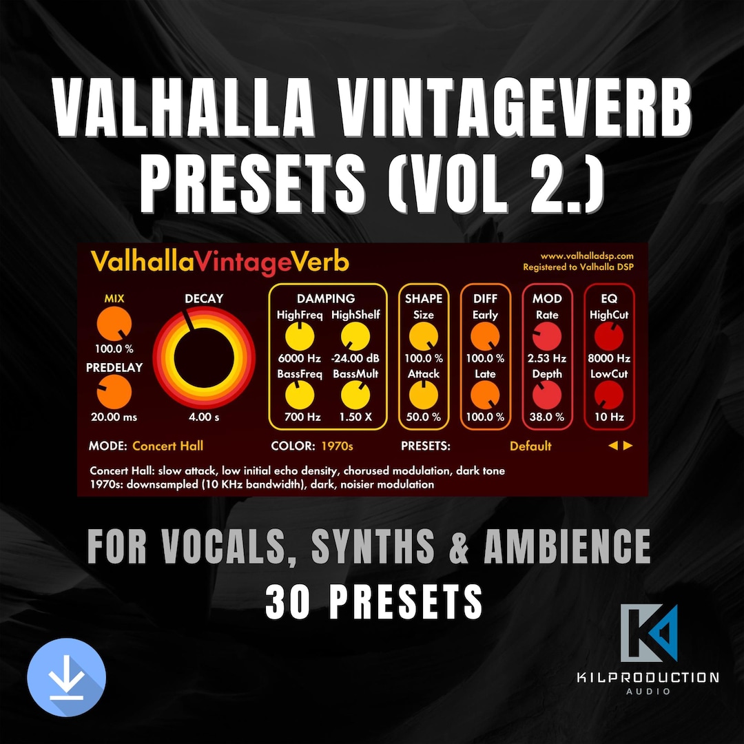 Valhalla Vintageverb Reverb Presets for Vocals, Synths & Ambience | 30 ...