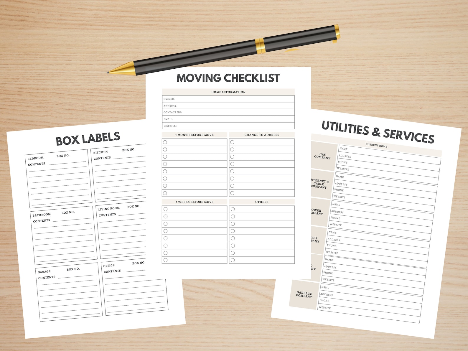 Printable Moving Checklist Relocation Planner, Move in Packing ...