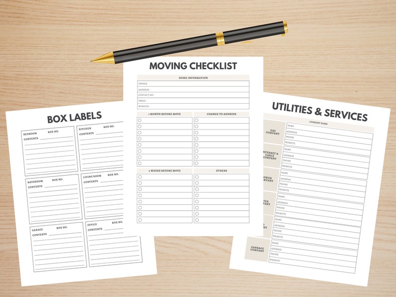 Printable Moving Checklist Relocation Planner, Move in Packing ...