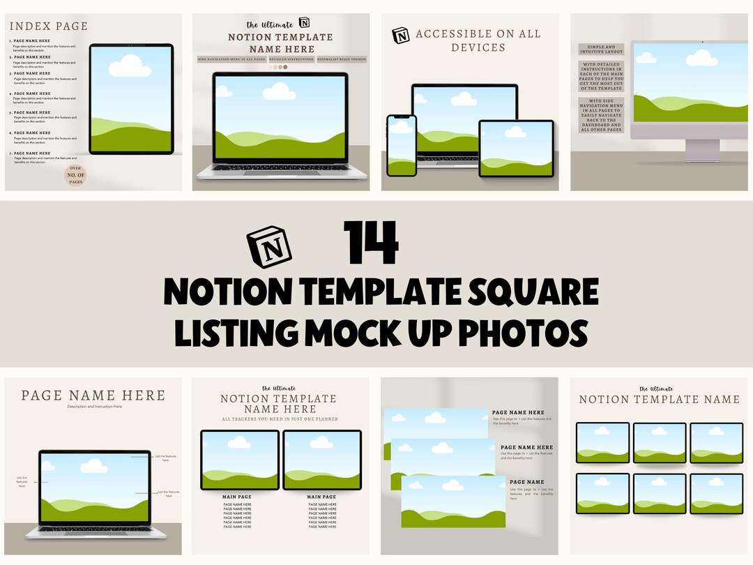 Etsy Listing Mockup Templates for Notion Square 2000X2000 | Etsy Mock ...