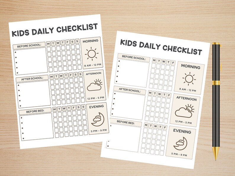 Children Schedule Organizer Kids Printable, Printable Kids Daily ...