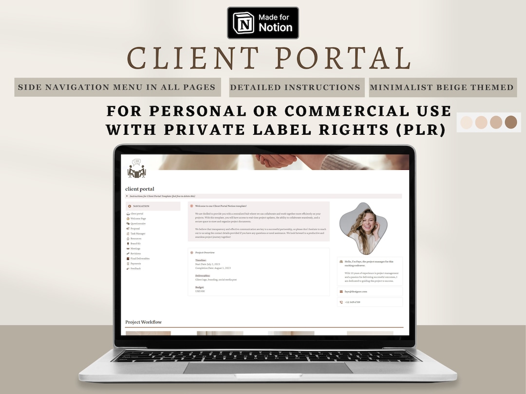 Client Portal Notion Template, Project Management Dashboard (PLR) - Etsy UK