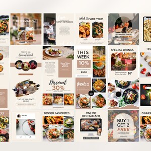 Food Service Instagram Post Templates | 50 Foodie Social Media Graphics ...