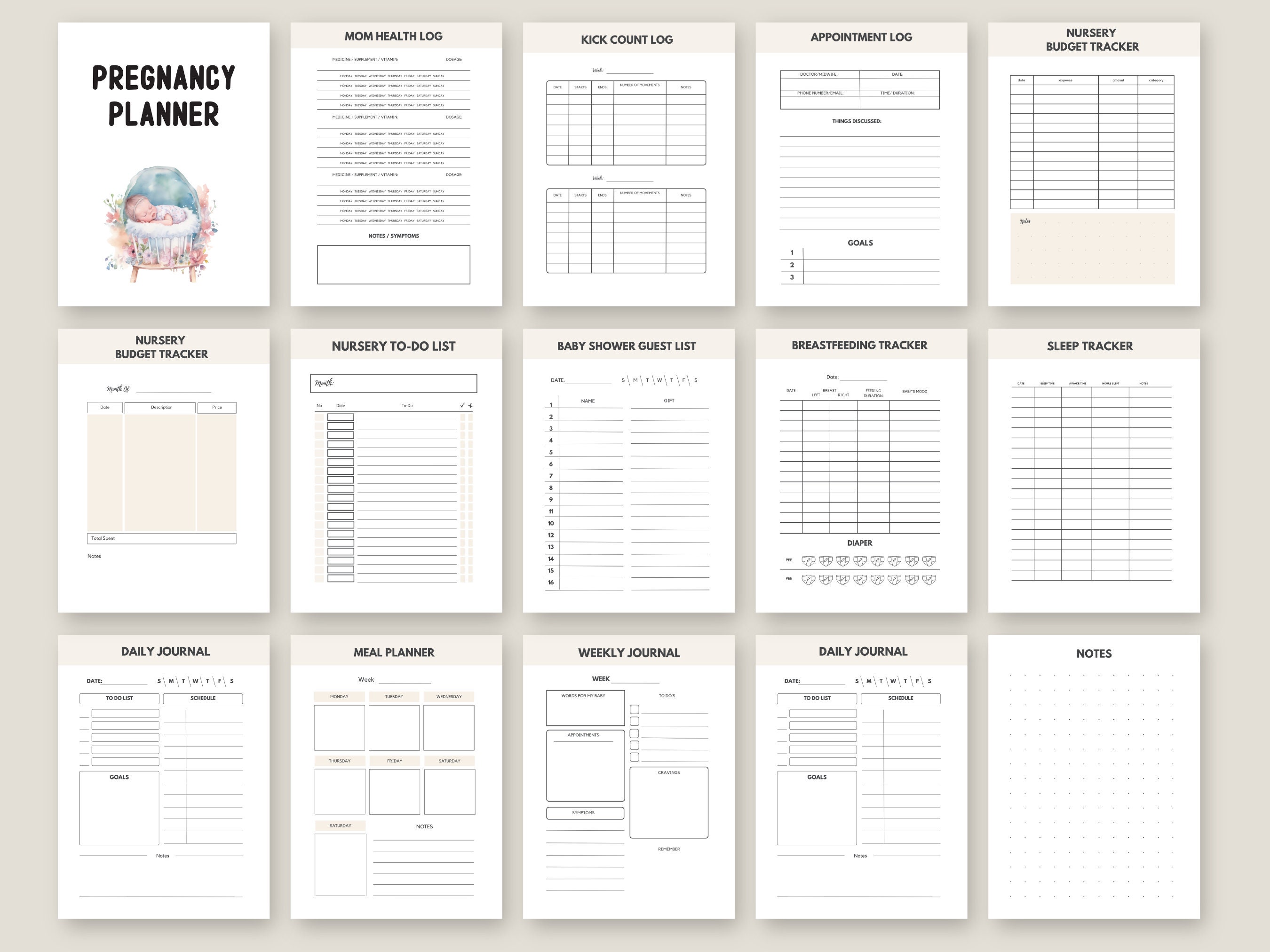 Printable Pregnancy Planner, Baby Planning Organizer Maternity Planner ...