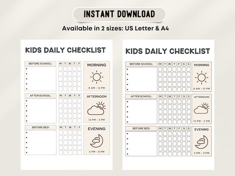 Children Schedule Organizer Kids Printable, Printable Kids Daily ...