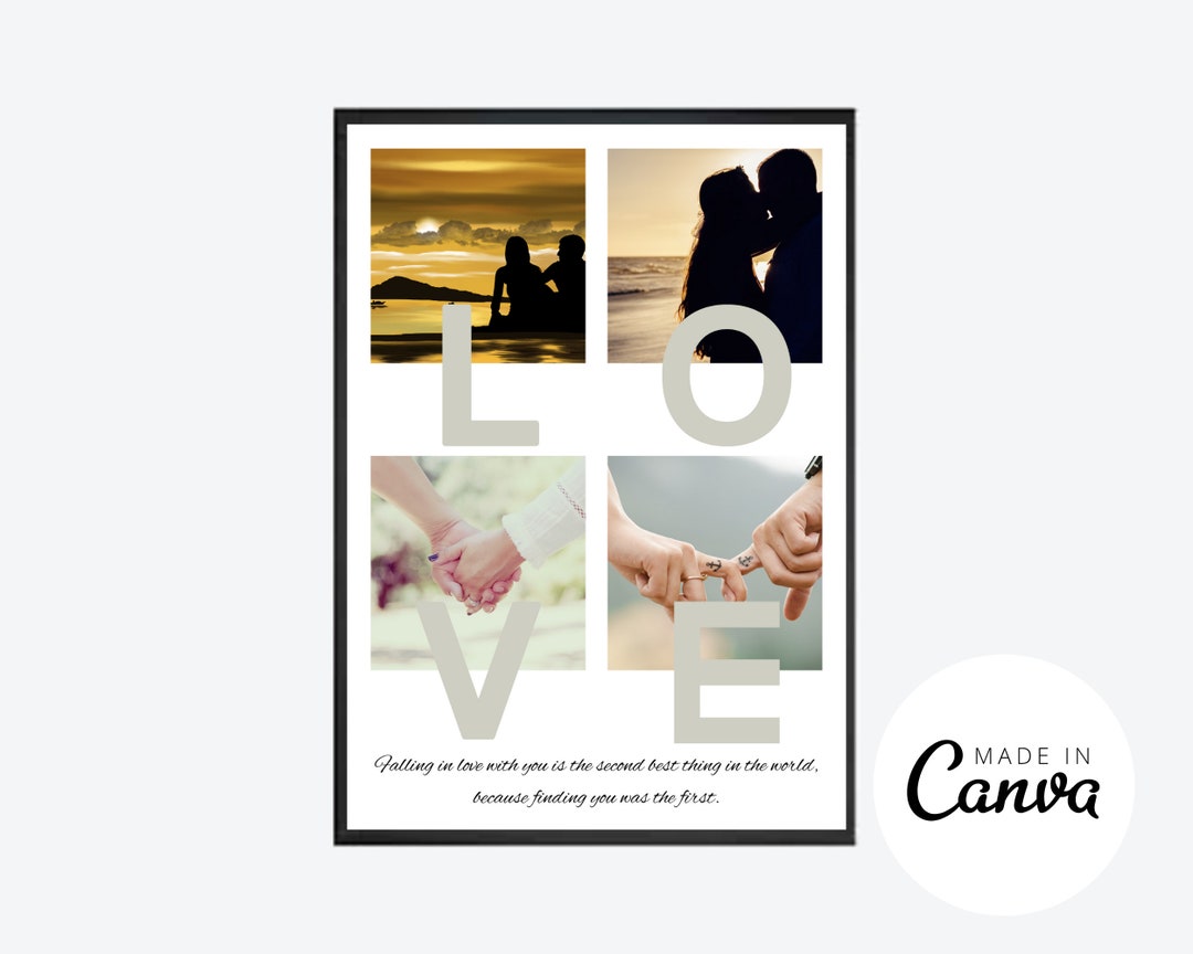 Couple Photo Collage, Anniversary Gift, Love Photo Collage, Collage ...